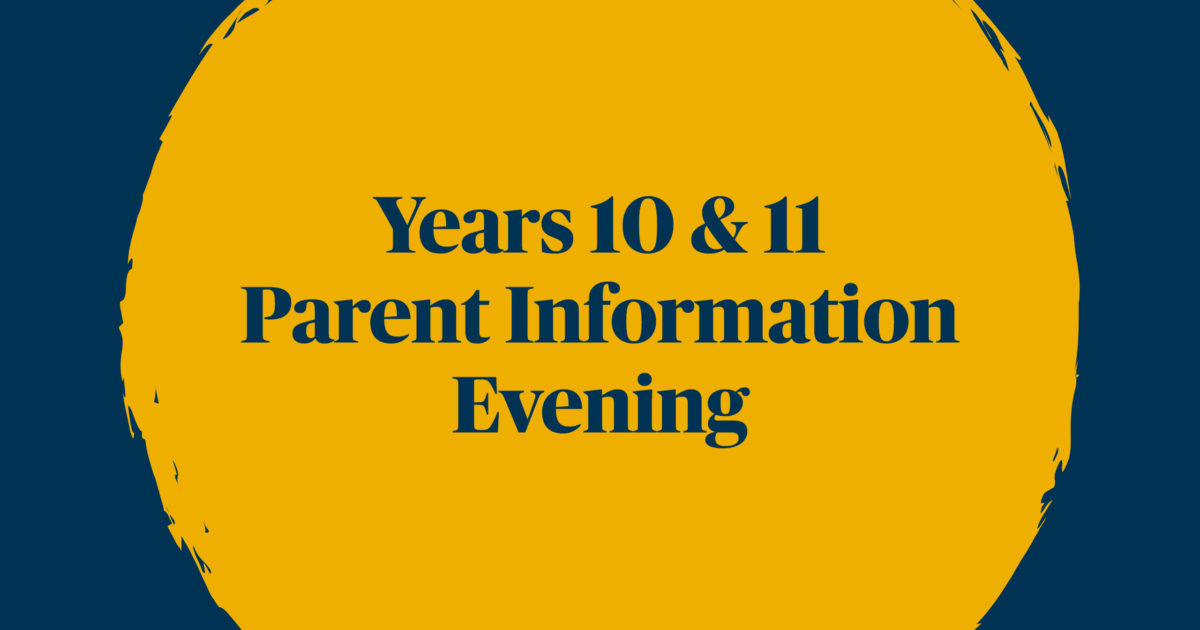 Years 10 & 11 Parent Information Evening • Emmaus Christian College